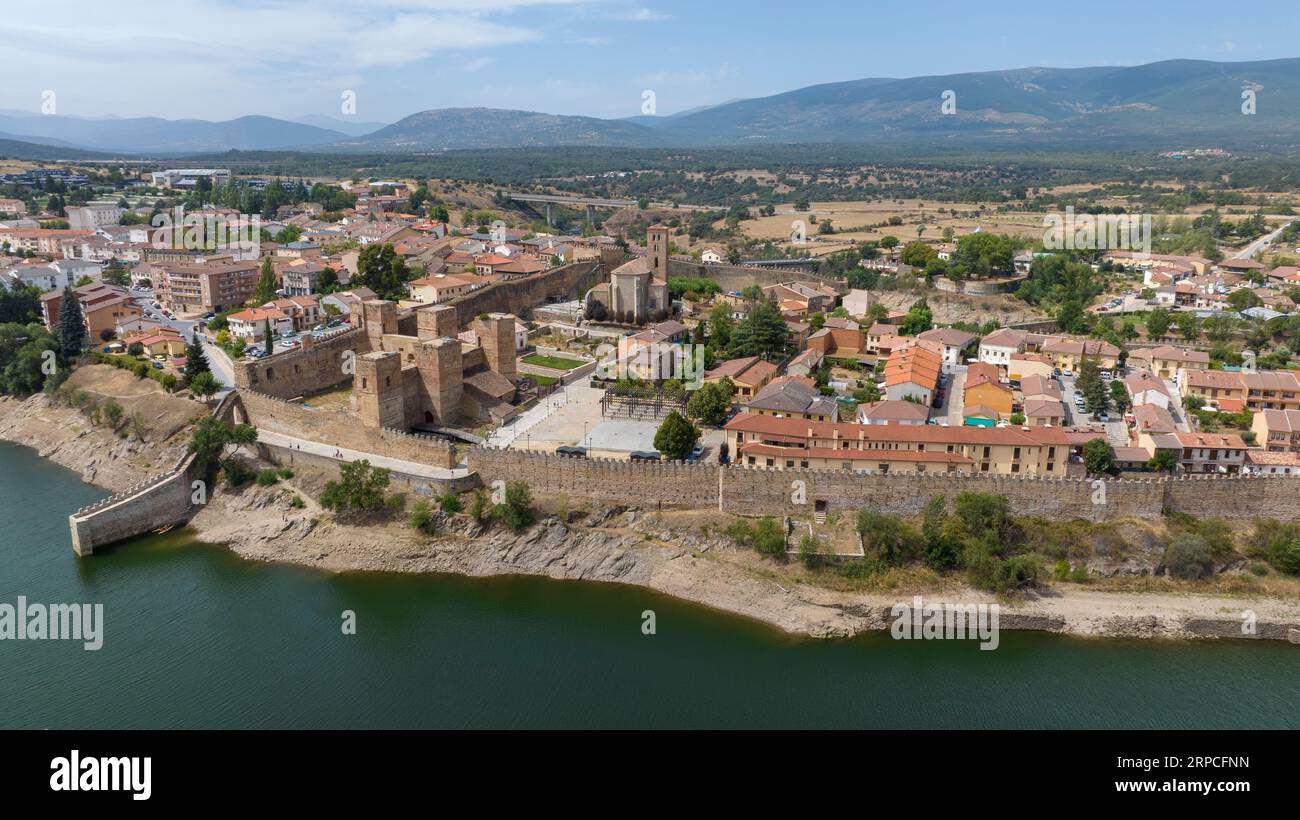 aerial view of the municipality of Buitrago de Lozoya in the community ...