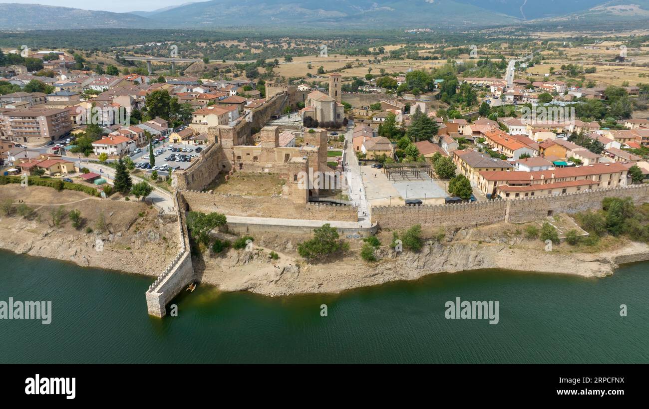 aerial view of the municipality of Buitrago de Lozoya in the community ...