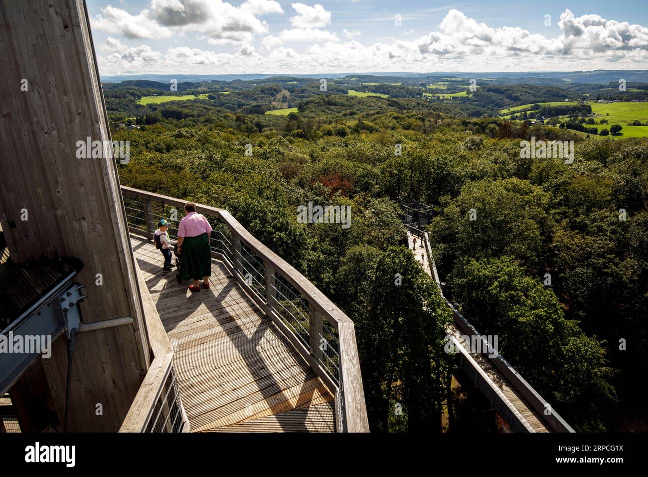 visitors on the 40-meter-high observation tower, part of the tree-top ...