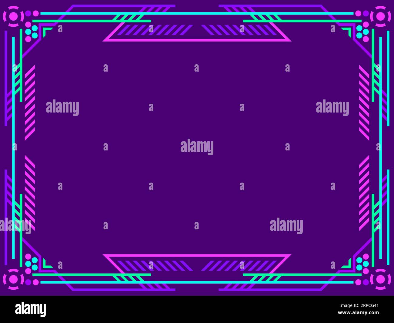 Cyberpunk frame. Linear border in futuristic cyberpunk and virtual ...