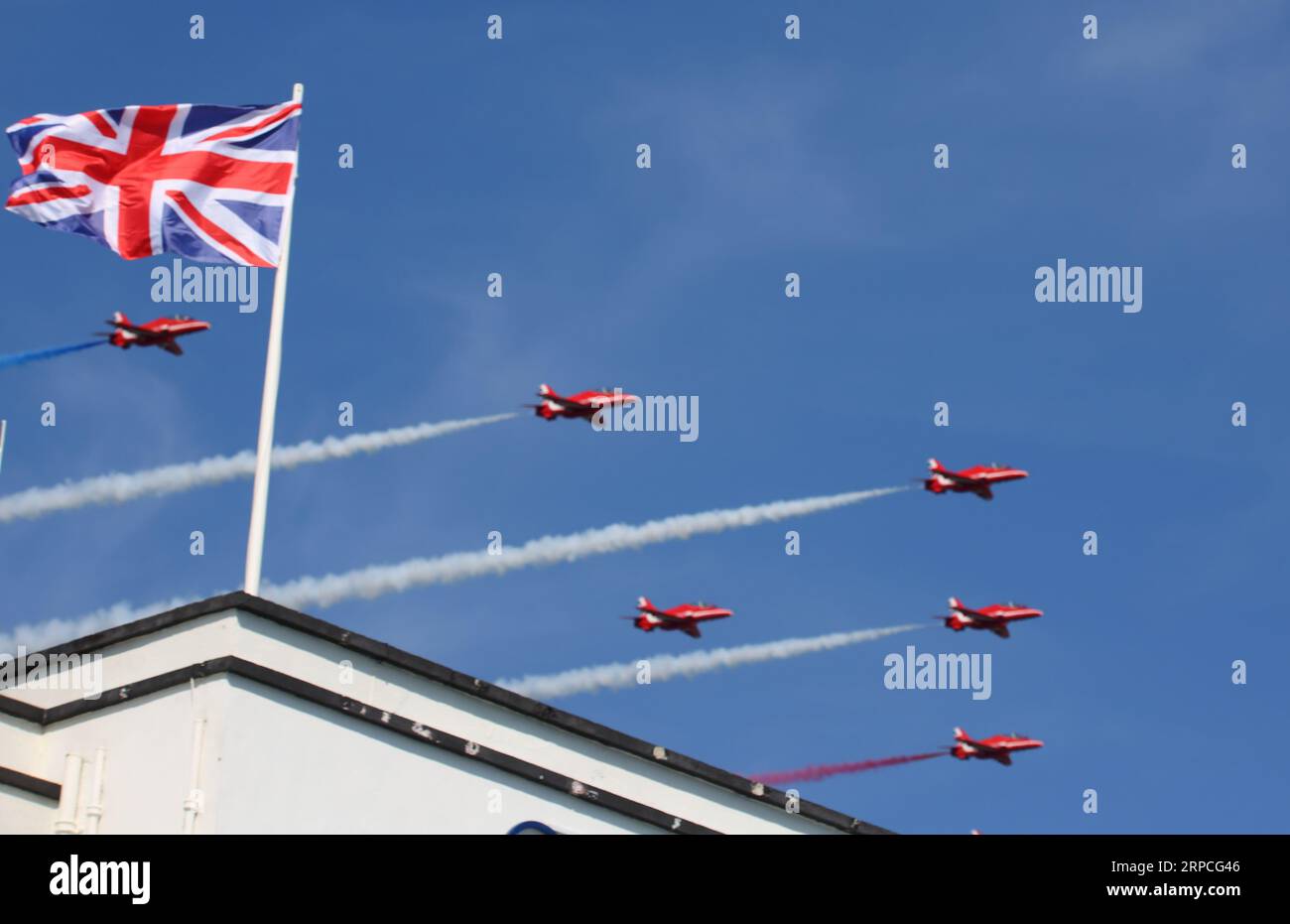 The Red Arrows displayed their routine at the Bournemouth Air Festival ...