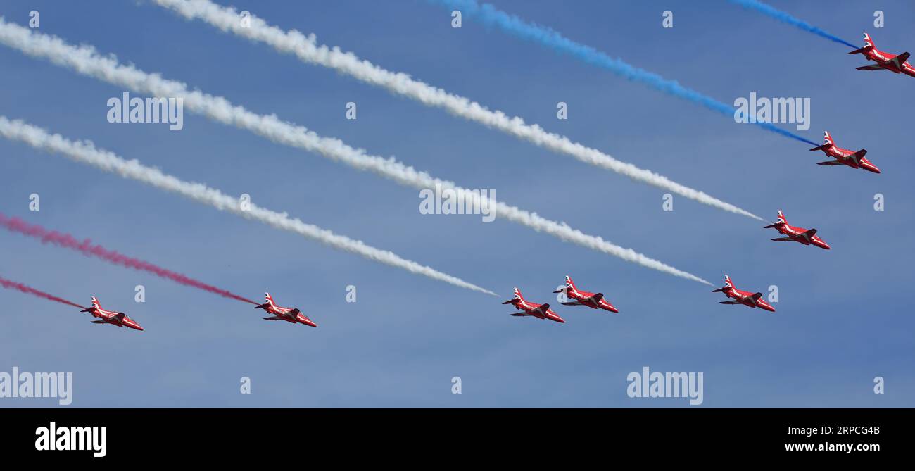 The Red Arrows displayed their routine at the Bournemouth Air Festival ...