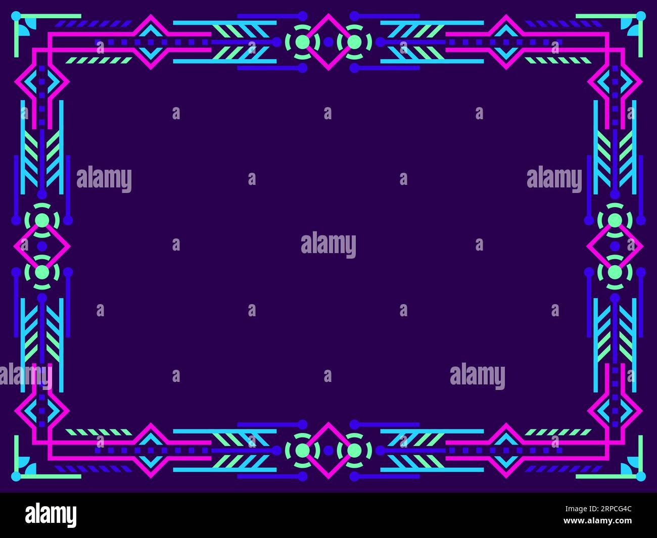 Cyberpunk frame. Linear border in futuristic cyberpunk and virtual ...