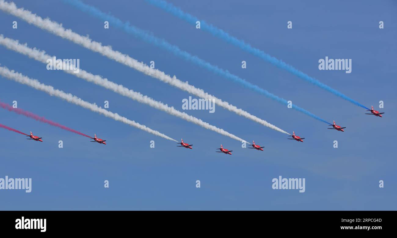 The Red Arrows displayed their routine at the Bournemouth Air Festival ...