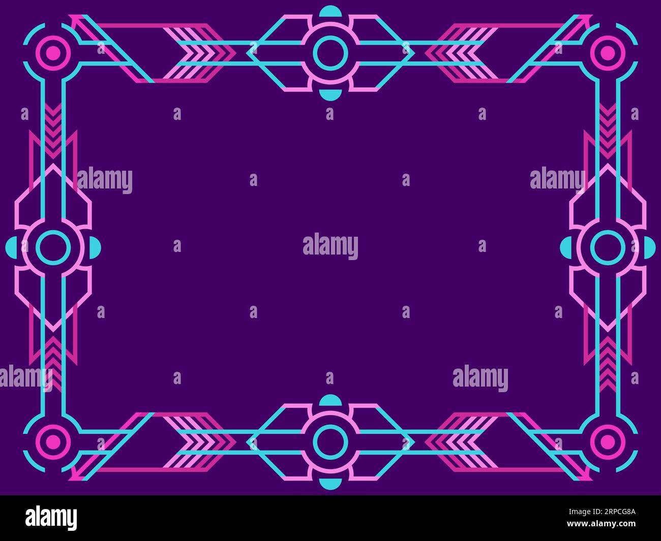 Cyberpunk frame. Linear border in futuristic cyberpunk and virtual ...