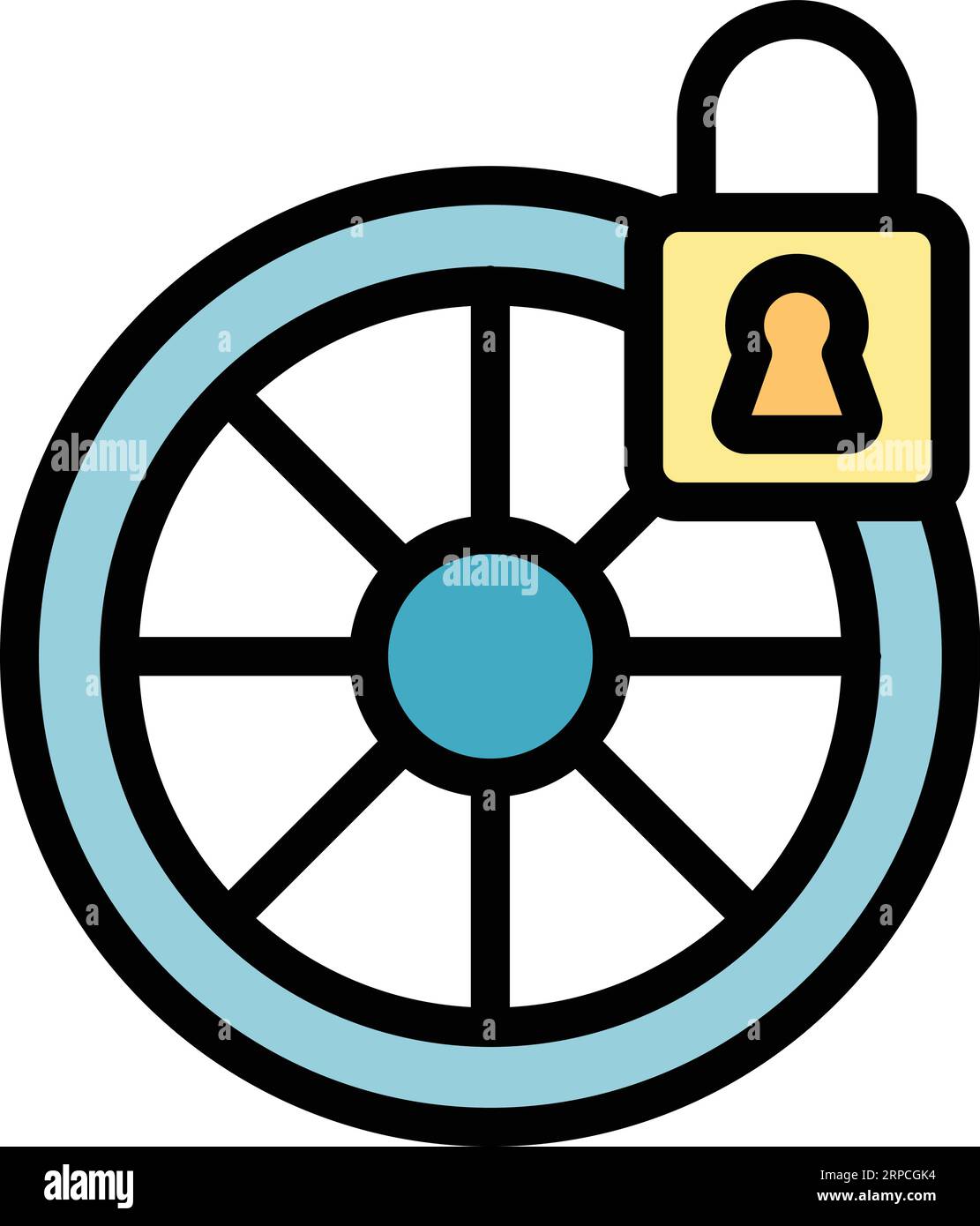 Wheel cycling lock icon outline vector. Key secure. Safety bicycle ...