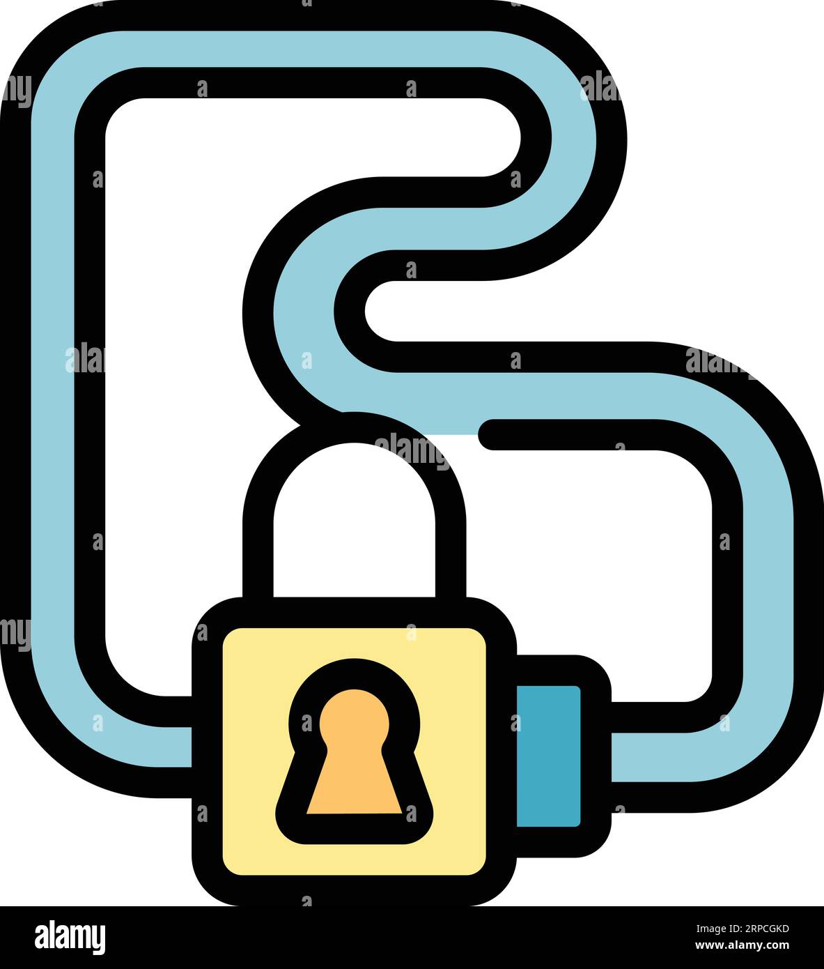 Rent cycling lock icon outline vector. Safety lock. City road color ...