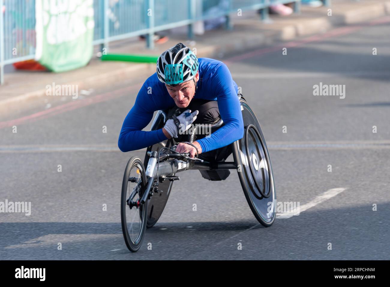 Matthew Clarke competing in The Big Half wheelchair race, half marathon ...