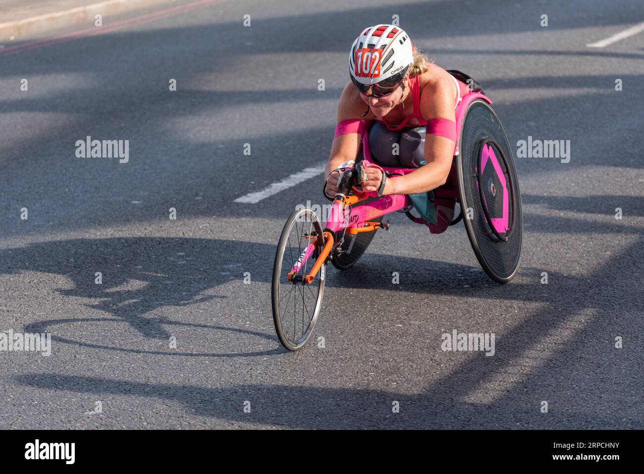 Mel Nicholls competing in The Big Half wheelchair race, half marathon ...