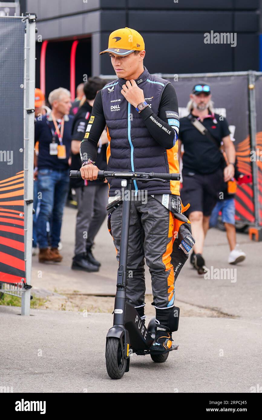 Lando Norris 4 (GBR), McLaren MCL60 on a PURE Scooter during the FORMULA 1 HEINEKEN DUTCH GRAND ...