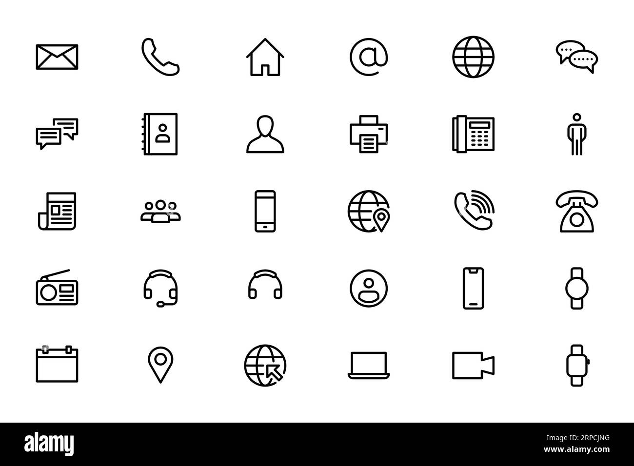 Contact communication call connection icons. Editable stroke Stock ...