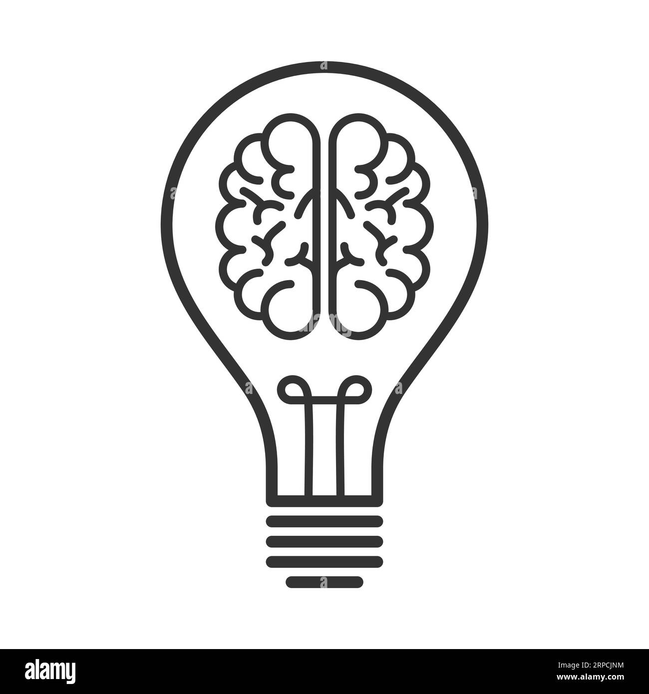Outline head brain light bulb Black and White Stock Photos & Images - Alamy
