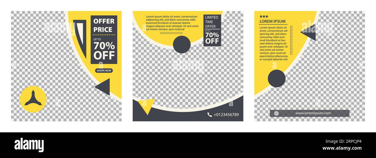 Editable square banner template, transparent background for image place ...