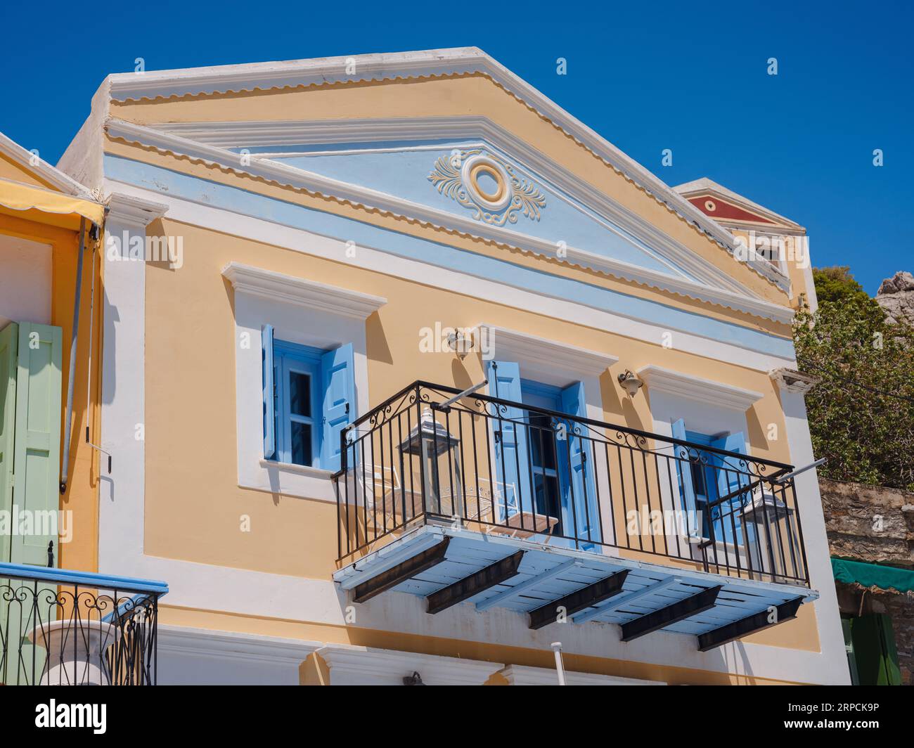 Cute details of windows, doors, balconies from old house in Simi island ...