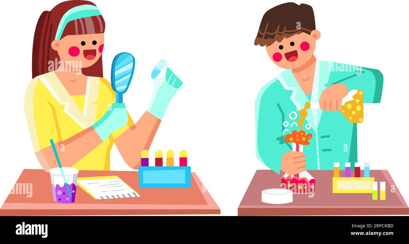 education science experiment kid vector Stock Vector Image & Art - Alamy