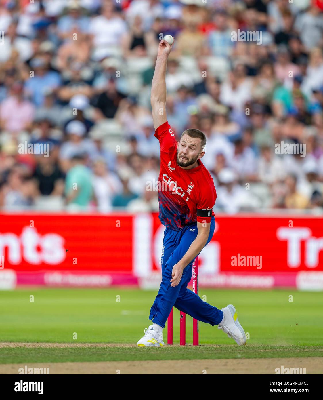 Gus Atkinson bowling for England in the 3rd Vitality IT20 match between ...