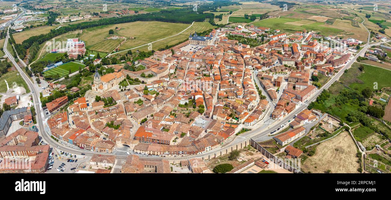 Panoramic aerial view of Lerma, Burgos province Spain. considered one ...