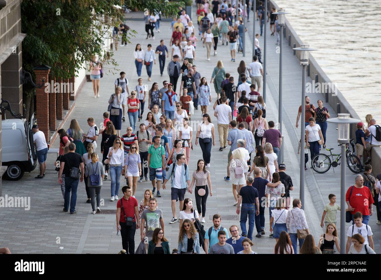 Moscow, Russia, Septembre 08, 2018: people walk in the city. the crowd goes along the ...