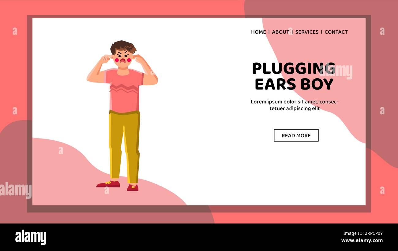 lonely plugging ears boy vector Stock Vector Image & Art - Alamy