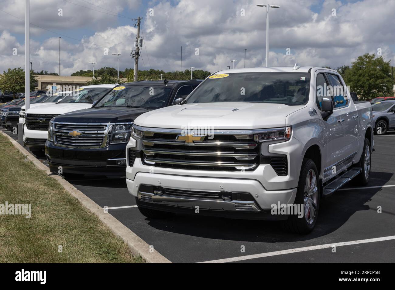 Indianapolis - September 3, 2023: Used Chevrolet pickup trucks. With ...