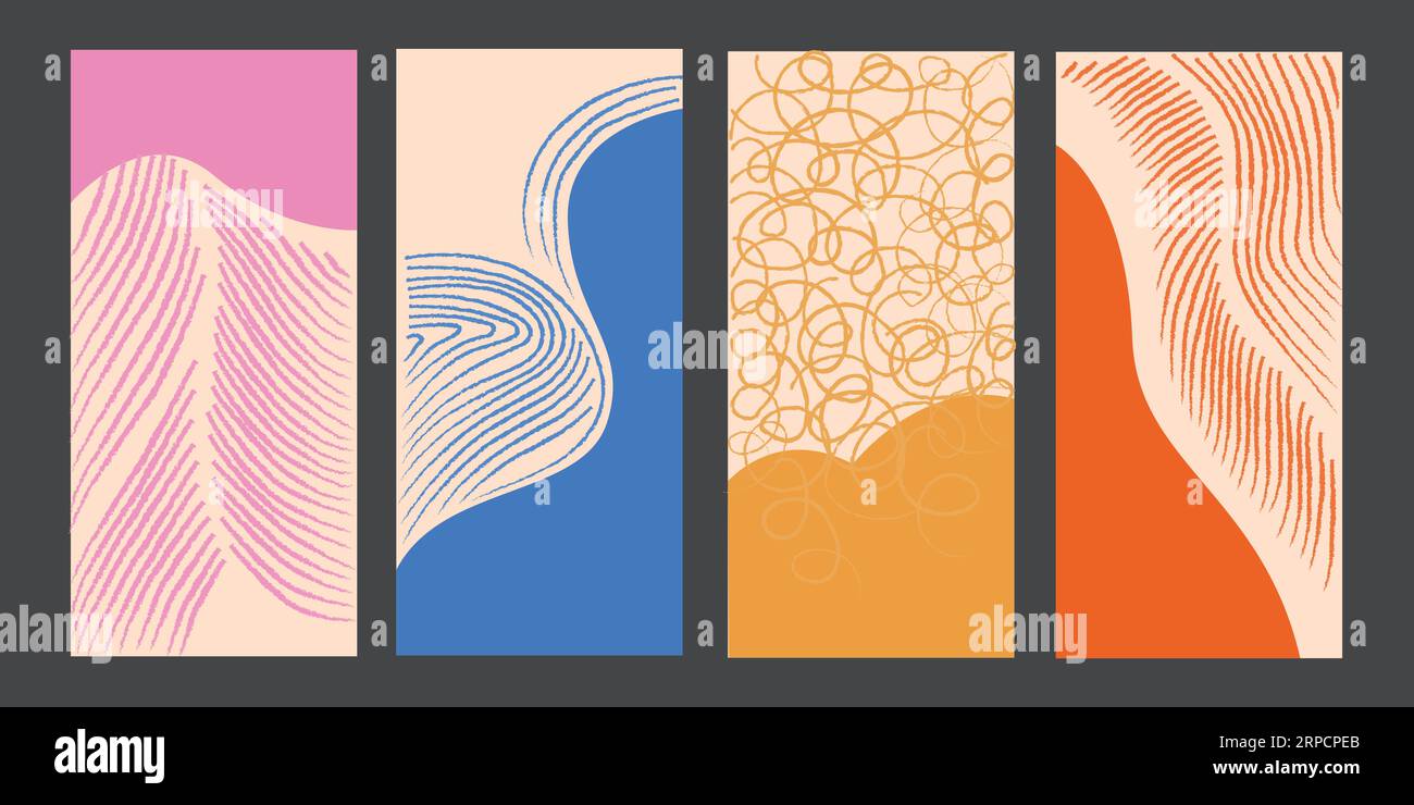 Abstract curves and shapes poster. Vector isolated elements ...