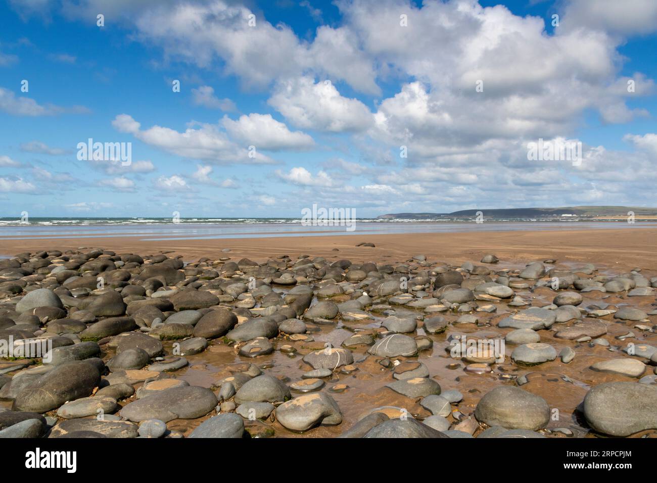 Late Summer, Pebble and Beach View Looking Across Northam Beach & Taw ...