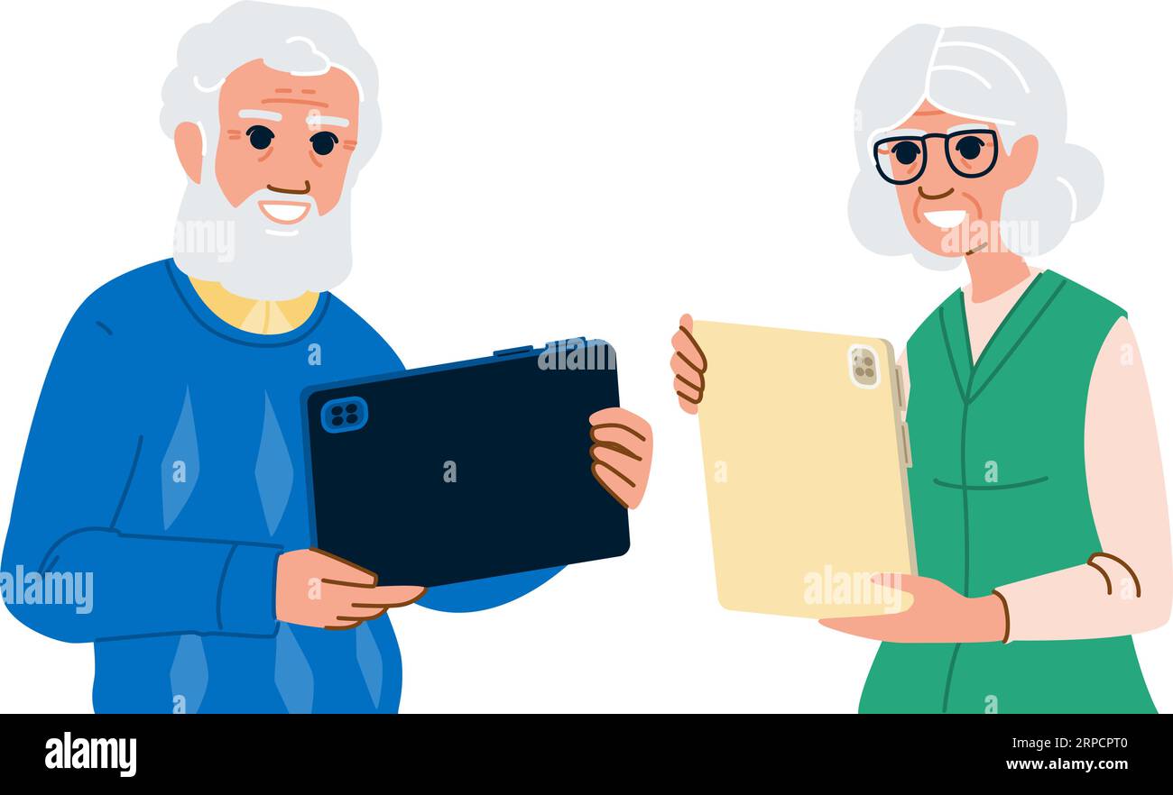 Couple using tablet together Stock Vector Images - Alamy