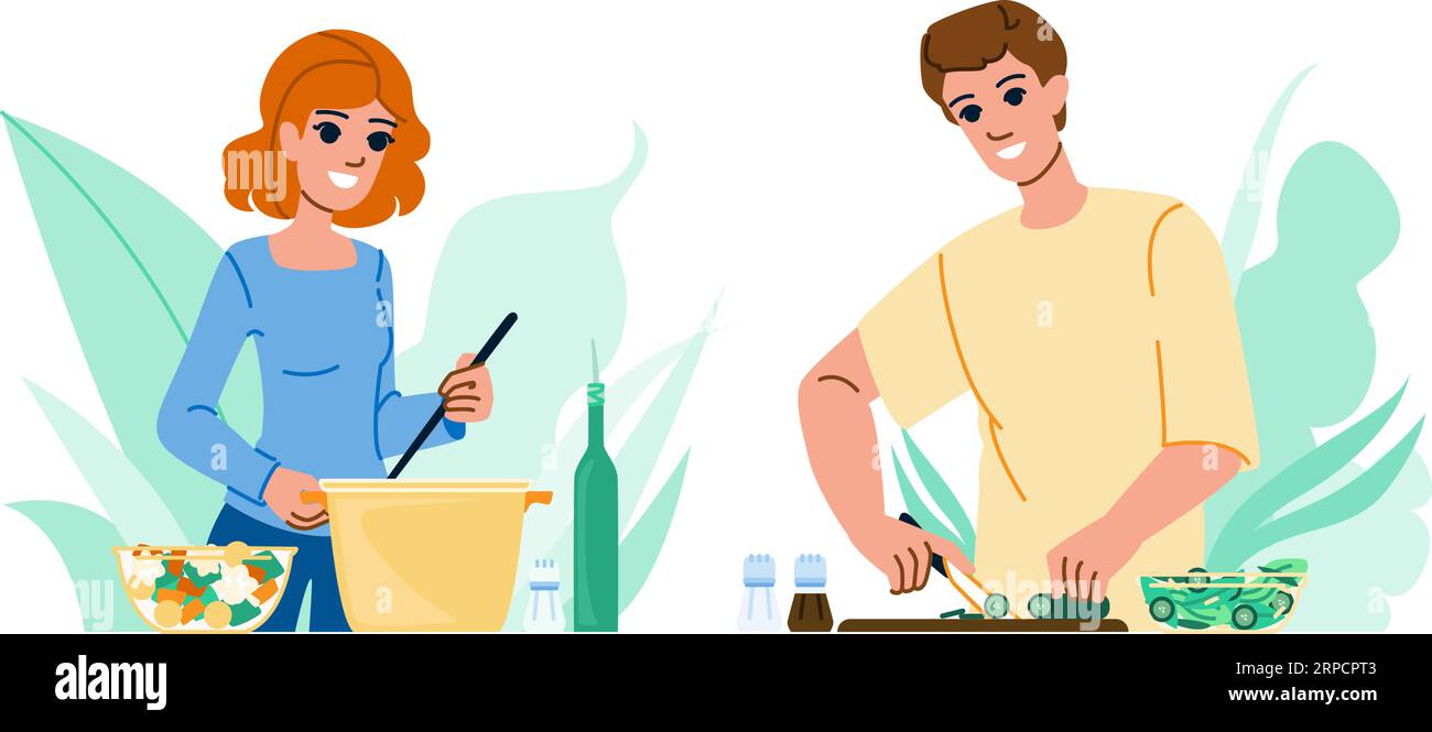 cook vegeterian cooking vector Stock Vector Image & Art - Alamy