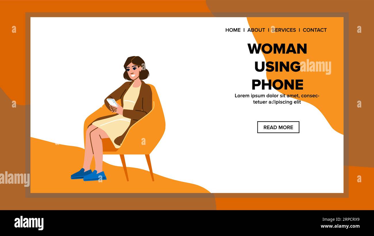 mobile woman using phone vector Stock Vector Image & Art - Alamy
