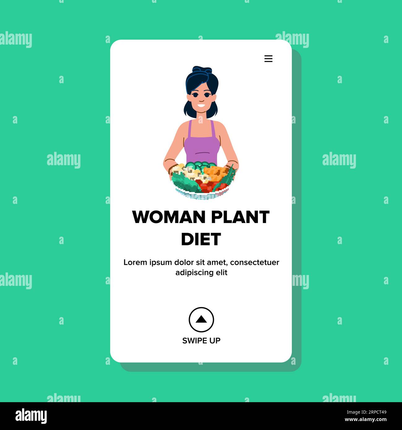 Happy mature woman food Stock Vector Images - Alamy