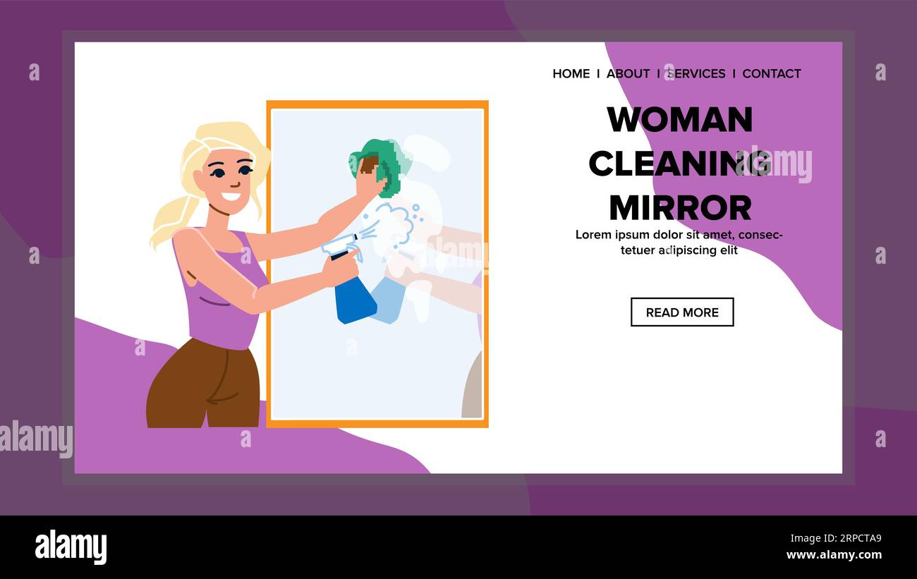 home woman cleaning mirror vector Stock Vector Image & Art - Alamy