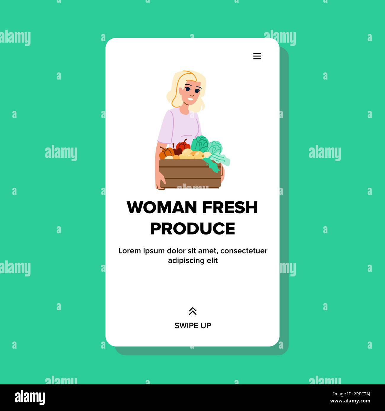 healthy woman fresh produce vector Stock Vector Image & Art - Alamy