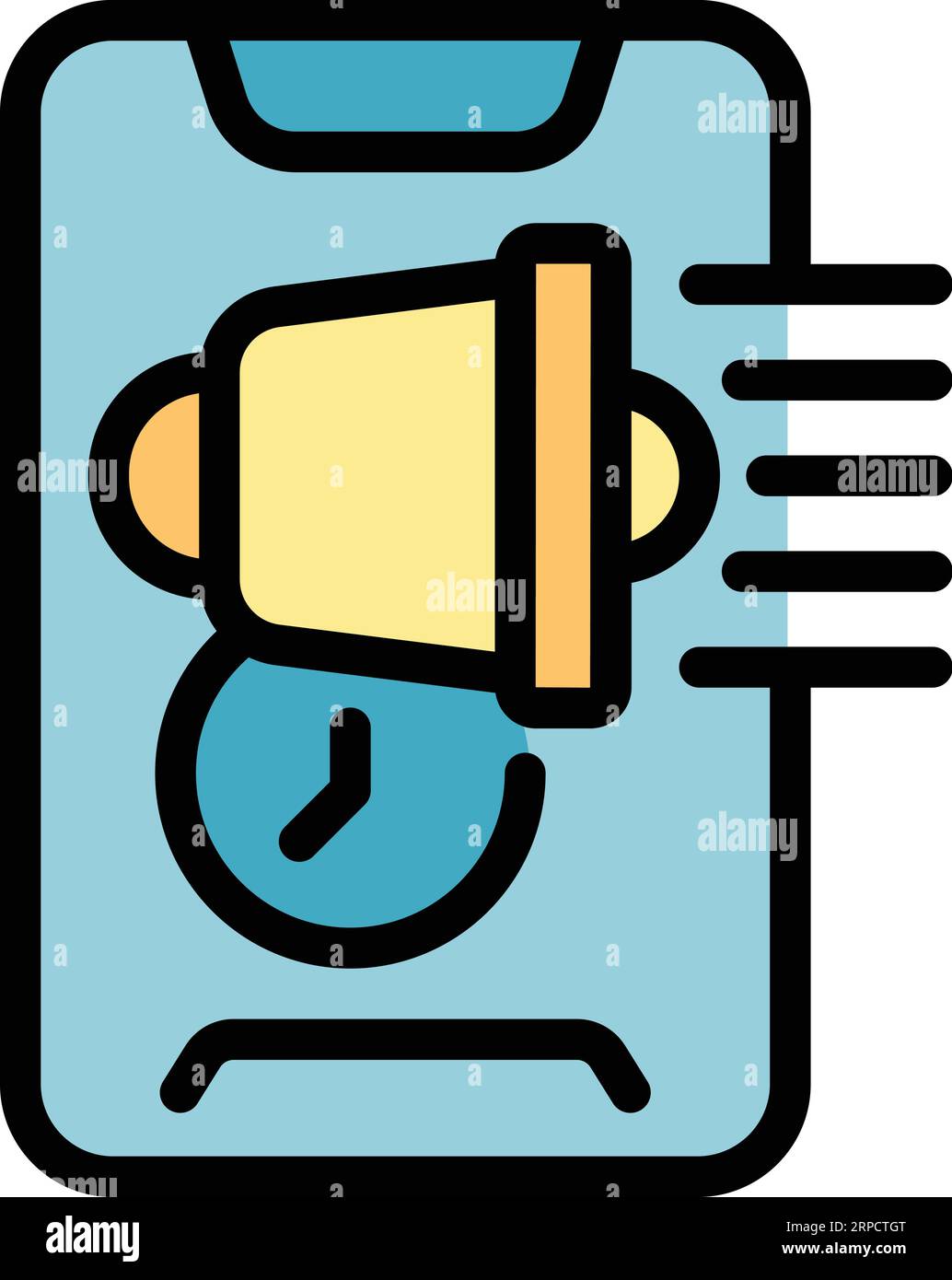 Phone air raid alert icon outline vector. Alarm war. Sign bomb color ...