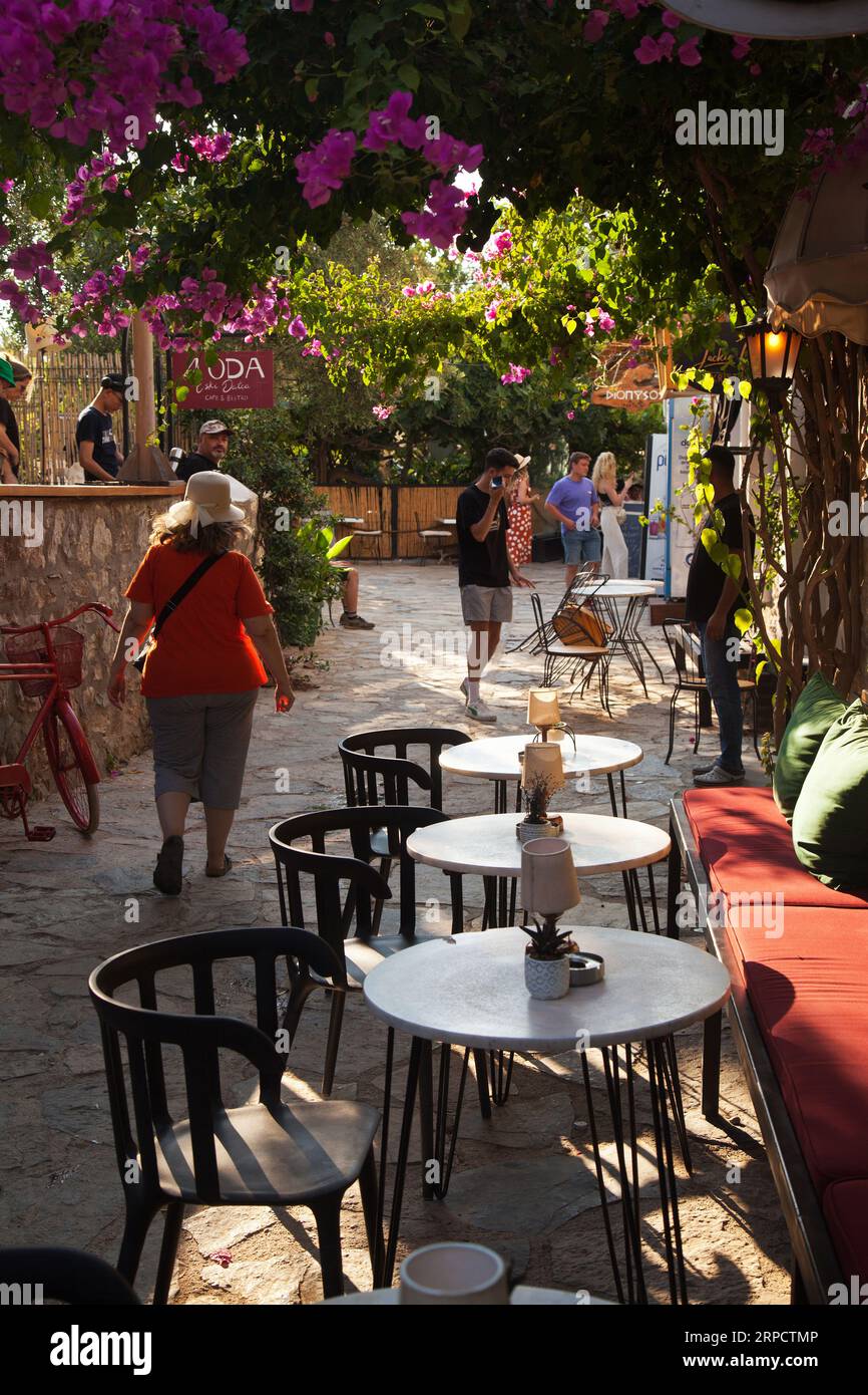Old Datca streets with its unique architecture and people making ...