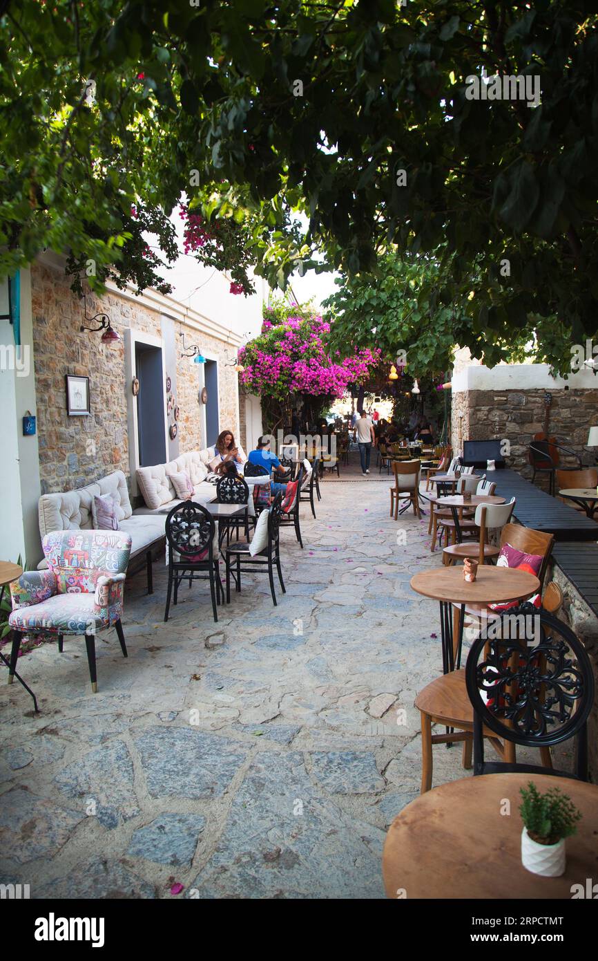 Old Datca streets with its unique architecture and people making ...