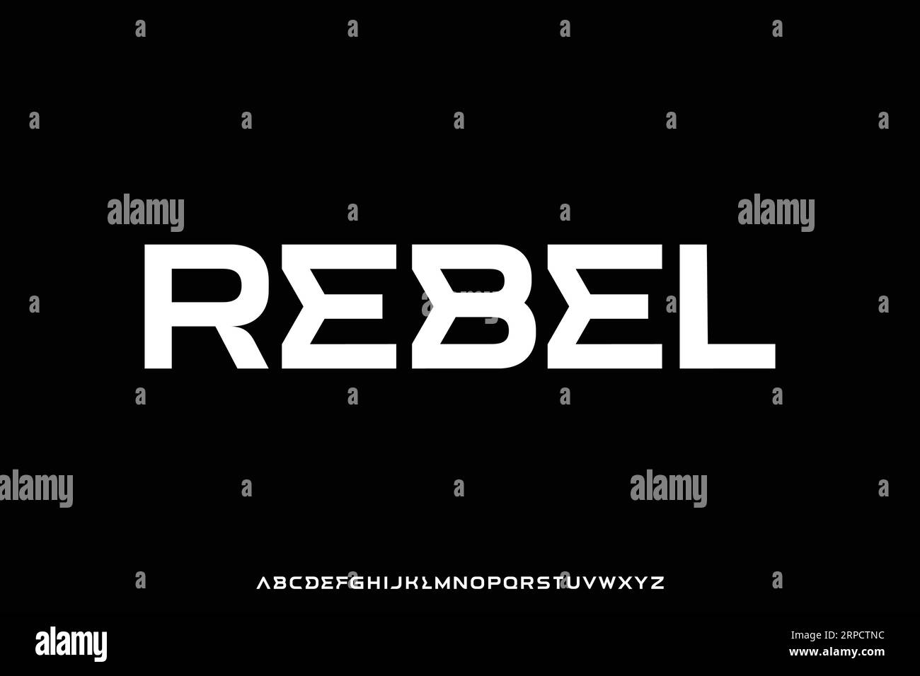 Modern geometric decorative sans serif alphabet display font vector. Creative rebel typography ...