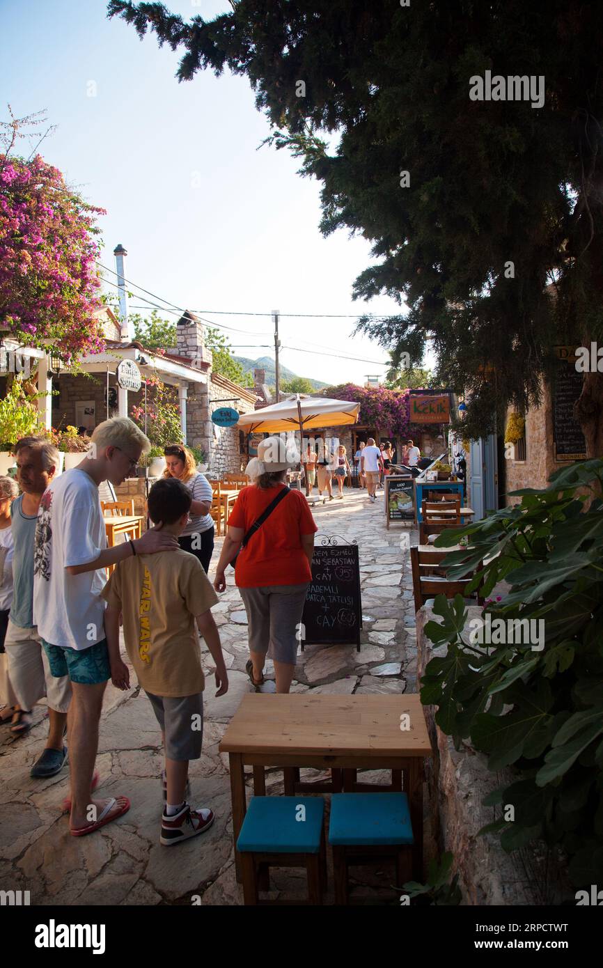 Old Datca streets with its unique architecture and people making ...