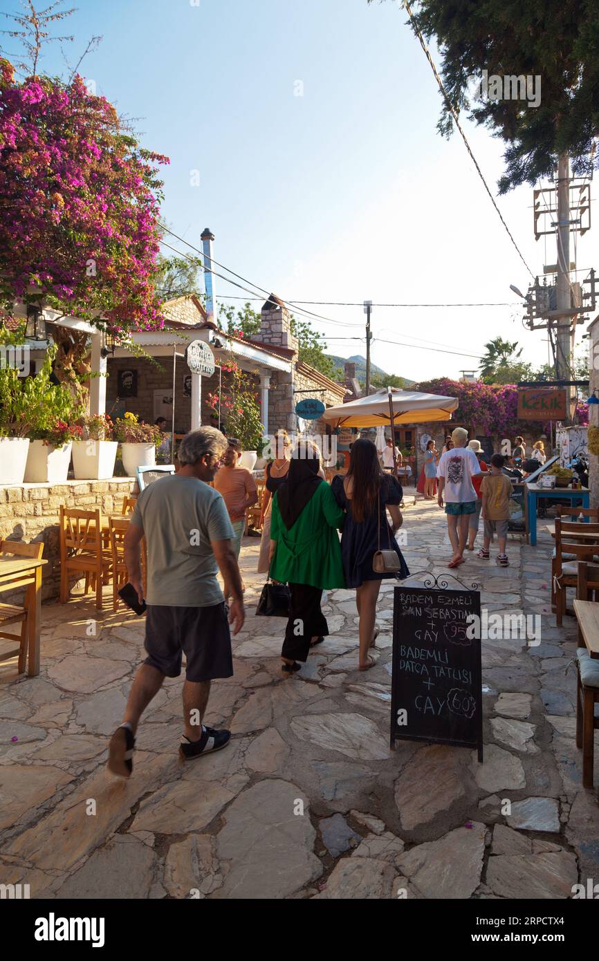 Old Datca streets with its unique architecture and people making ...