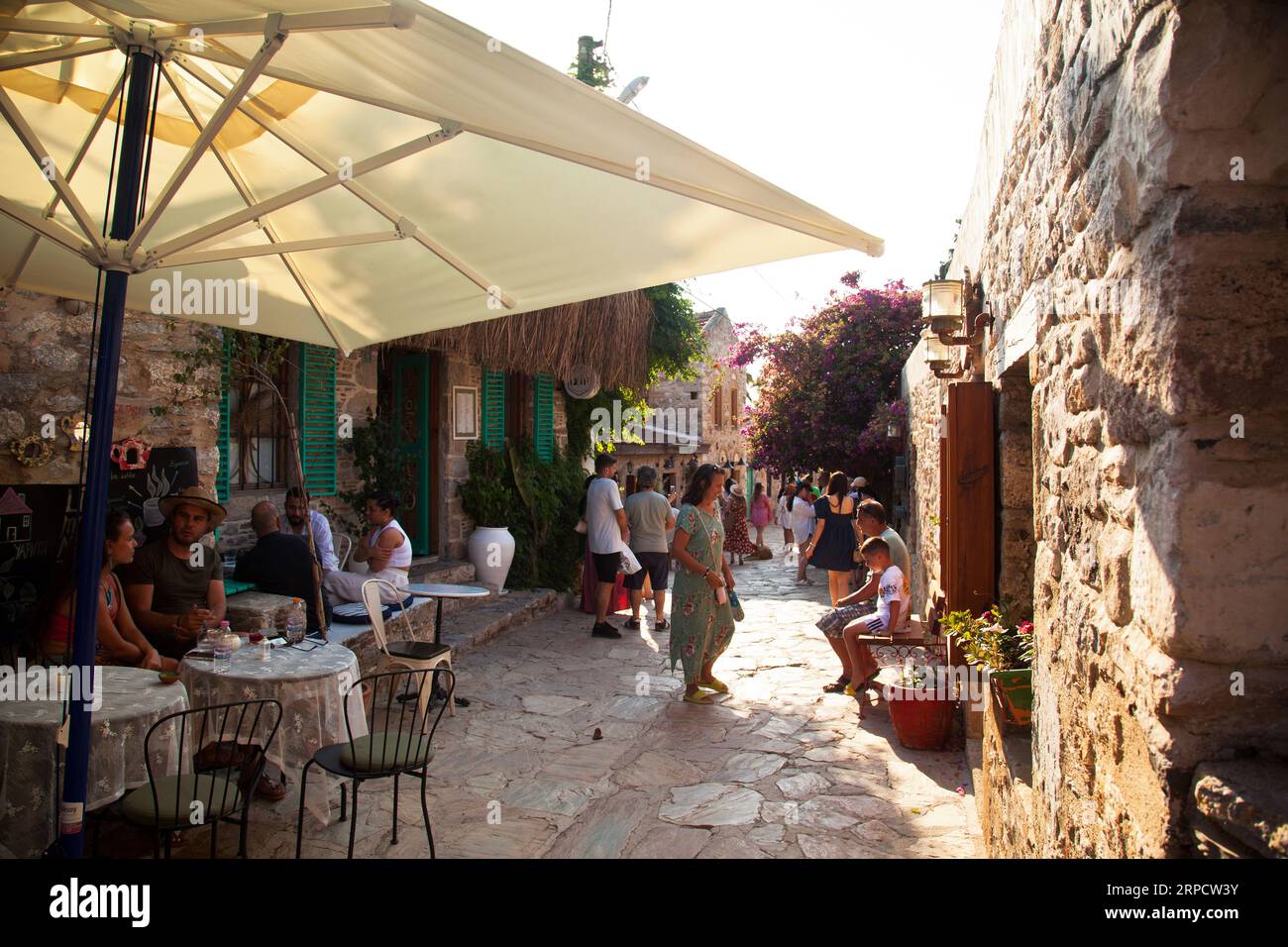 Old Datca streets with its unique architecture and people making ...