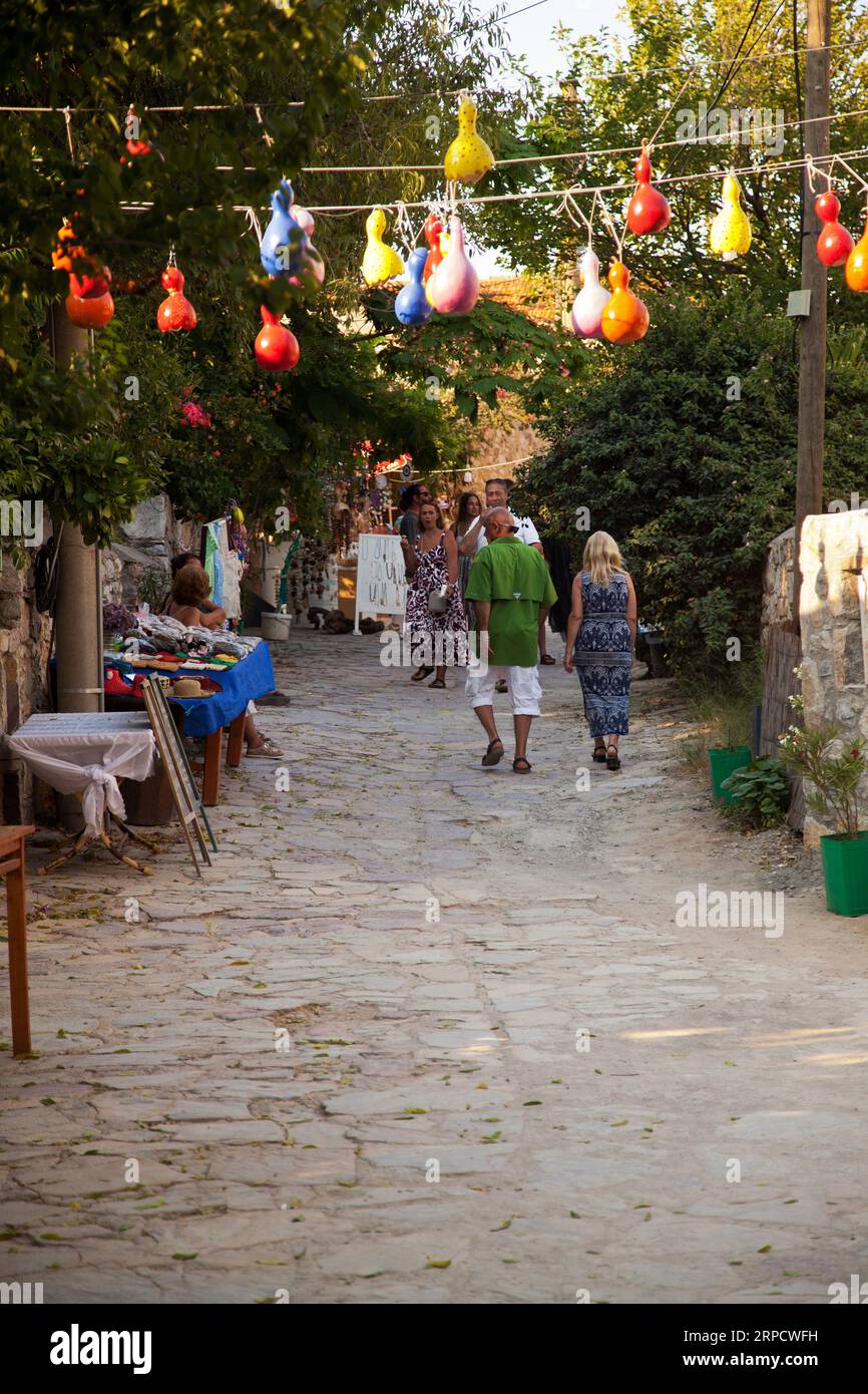 Old Datca streets with its unique architecture and people making ...