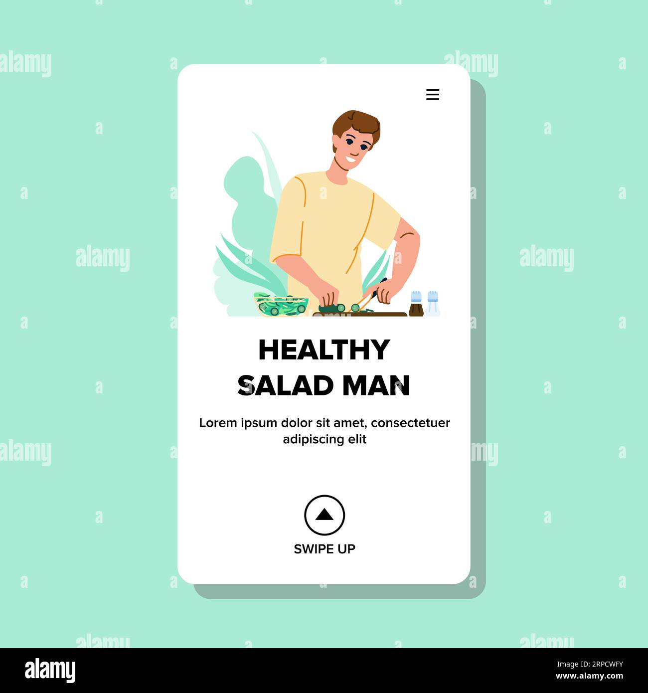 food healthy salad man vector Stock Vector Image & Art - Alamy