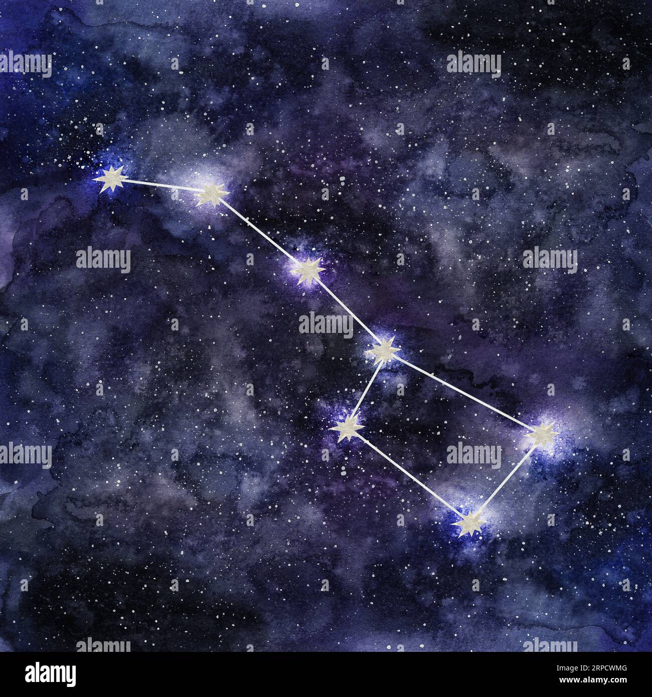Ursa Major, the great bear constellation. Astrology, astronomy. Hand ...