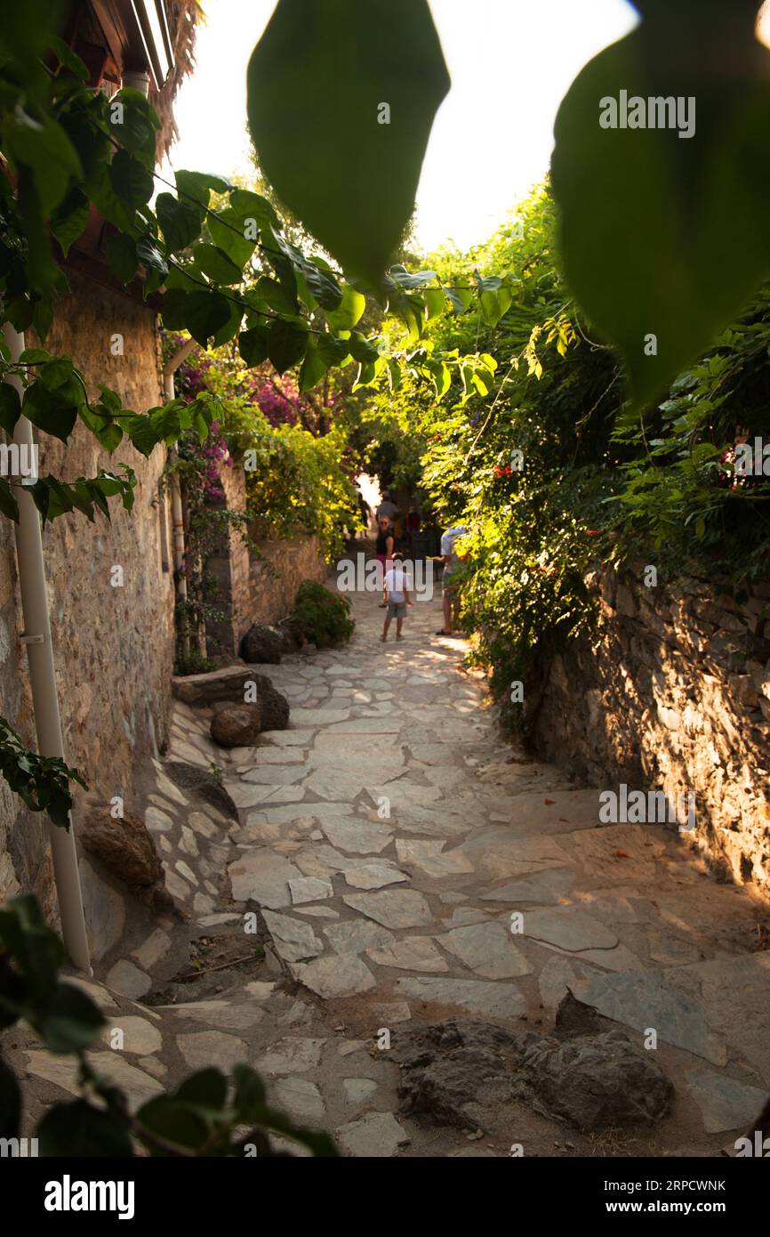 Old datca streets with its unique architecture and people making ...