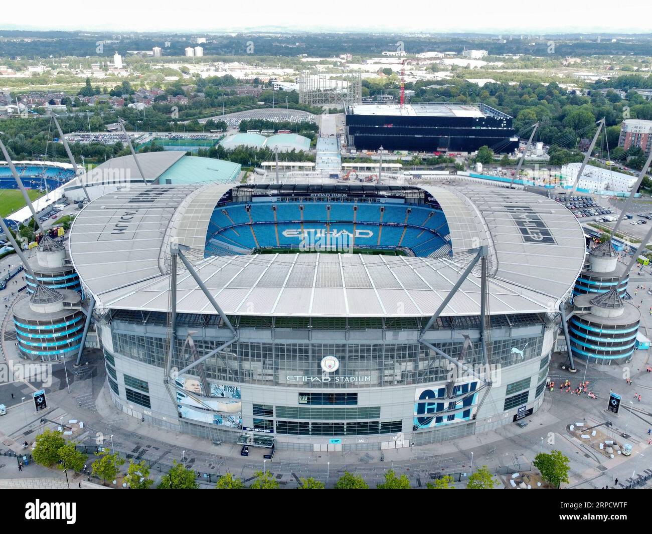 MANCHESTER, UK. 2nd Sep, 2023. Aerial view of ETIHAD STADIUM ahead of ...