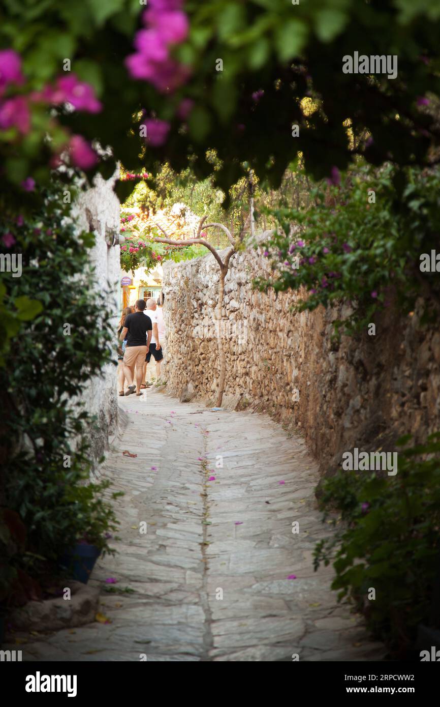 Old Datca streets with its unique architecture and people making ...