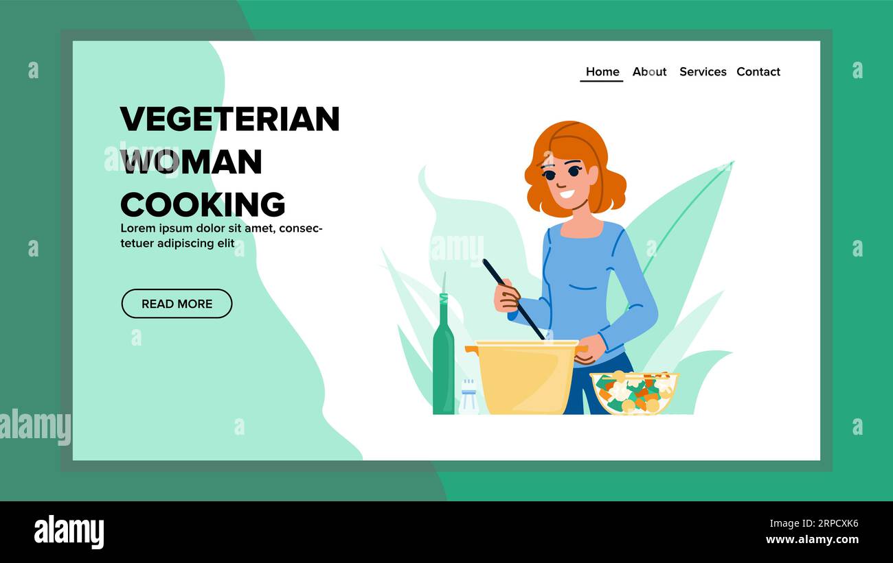 food vegeterian woman cooking vector Stock Vector Image & Art - Alamy
