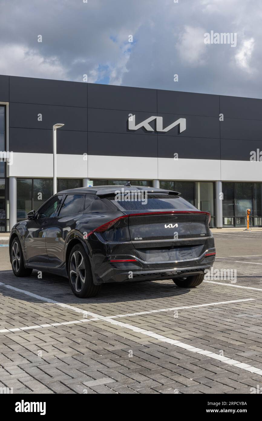 Indianapolis - September 3, 2023: Kia EV6 EV Electric Vehicle display ...