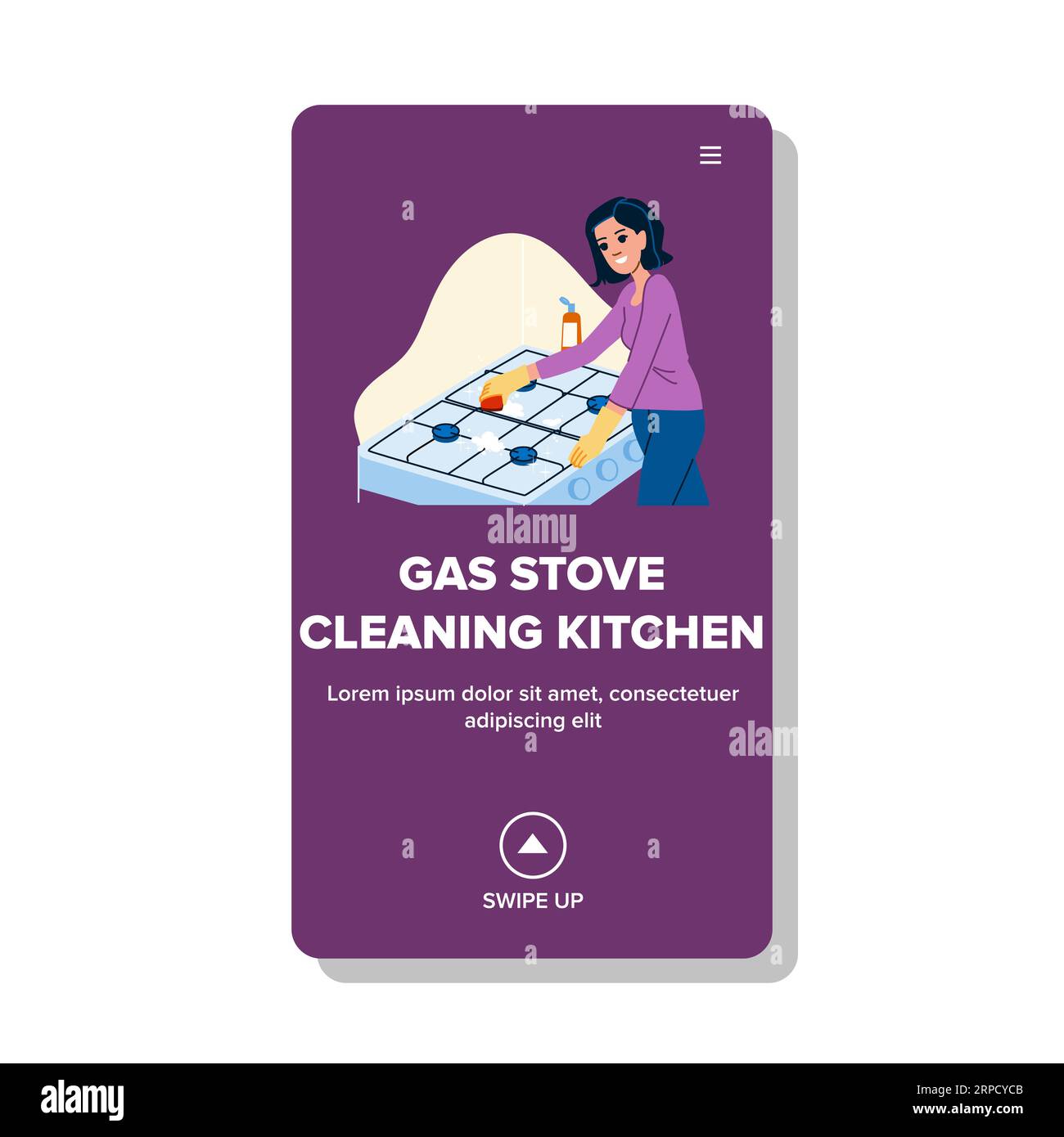 domestic gas stove cleaning kitchen vector Stock Vector Image & Art - Alamy