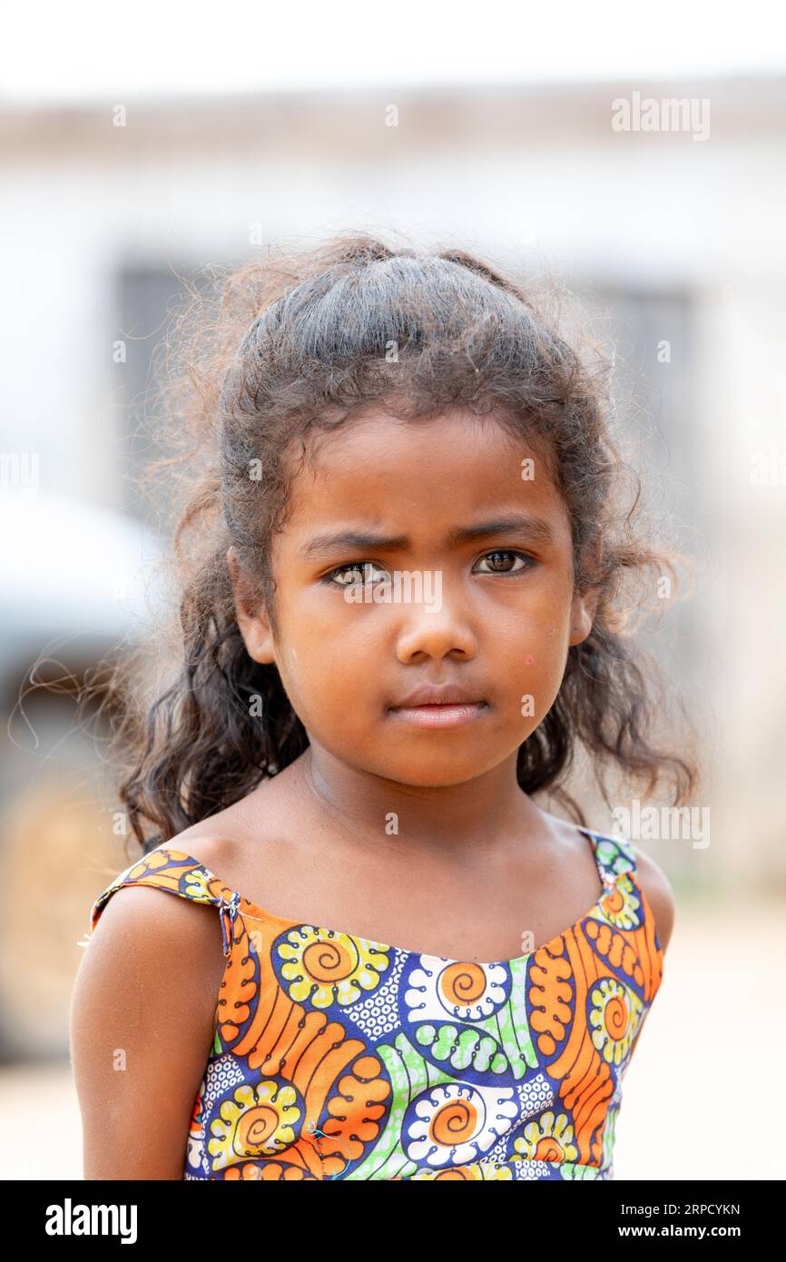 Bekopaka - Antsalova, Madagascar- November 6. 2022: Small cute Malagasy ...