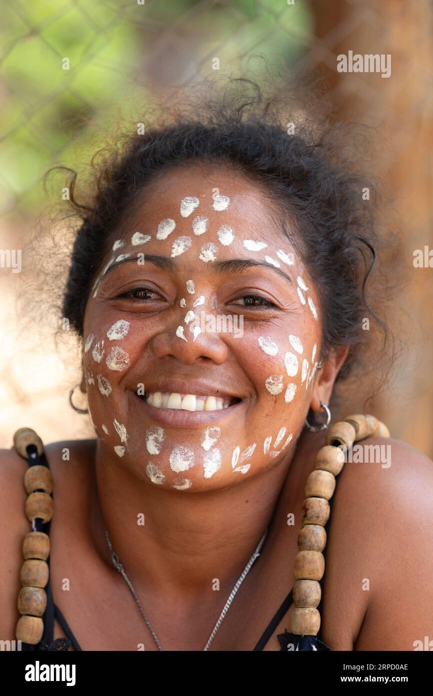 Miandrivazo, Madagascar - November 2nd 2022 - Close up portrait of a ...